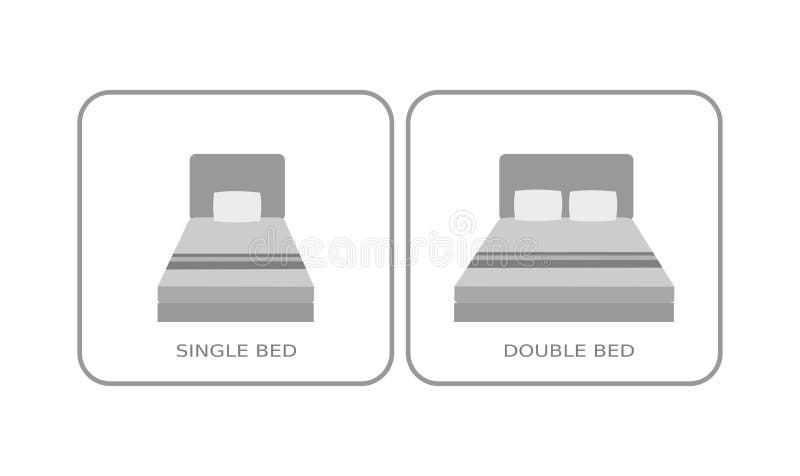 Hotel Beds Sign, Icon, Single and Double Beds, Vector Illustration ...