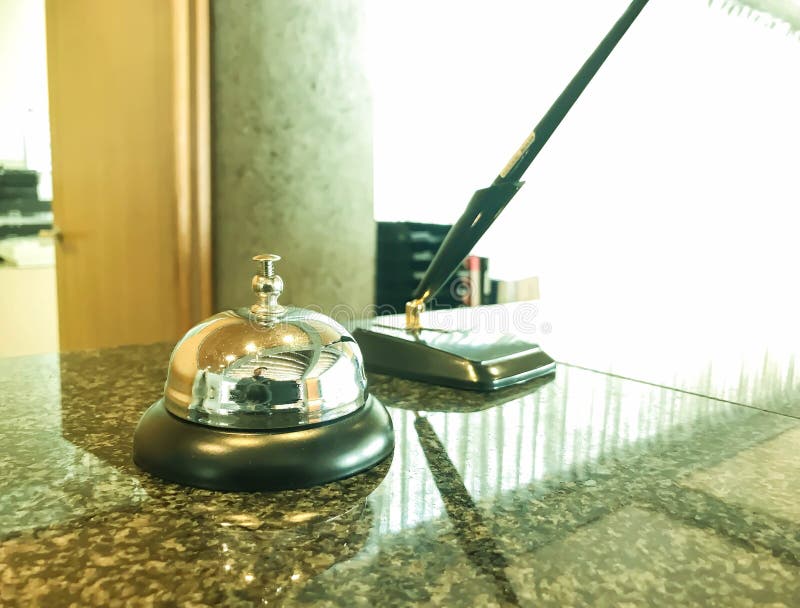 Hotel bell at lobby stock photo. Image of service, concierge - 95135868
