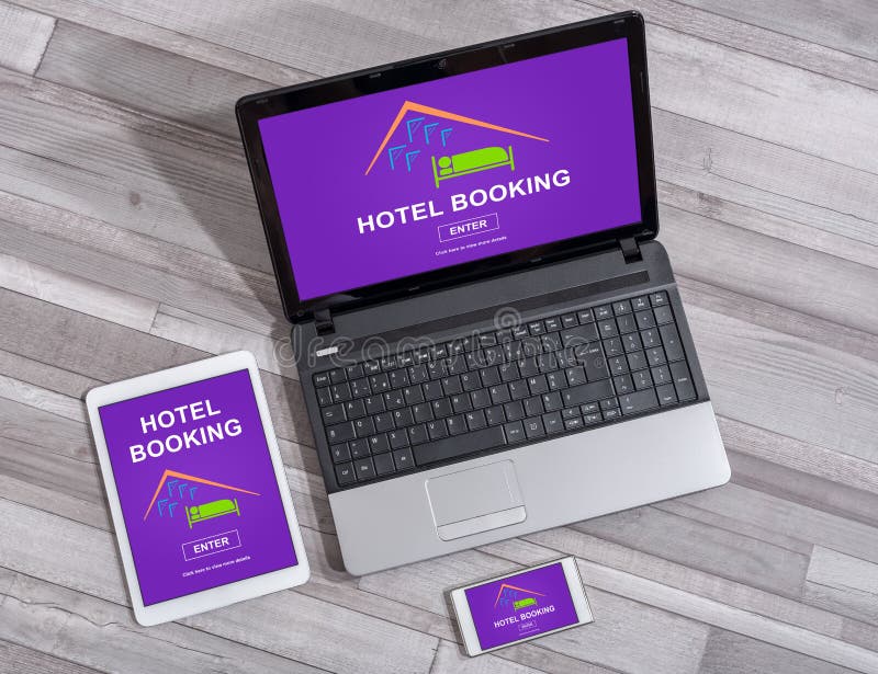 Hotel Booking Concept on Different Devices Stock Image - Image of ...