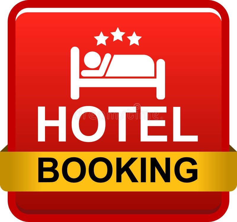 Hotel Booking Icon Red Web Button Stock Vector - Illustration of banner ...