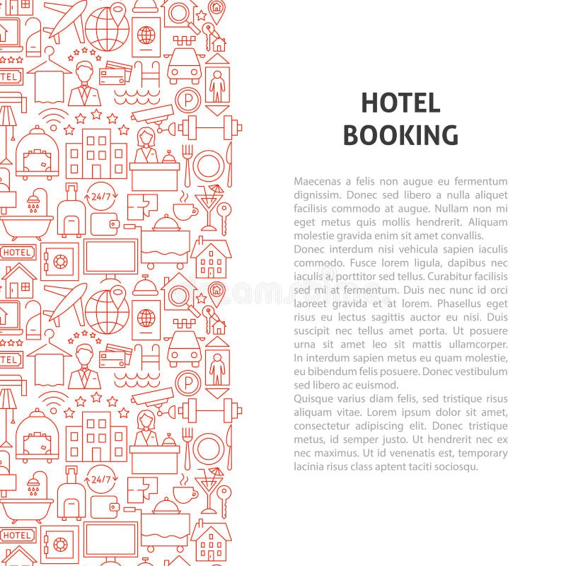 Hotel Booking Line Pattern Concept Stock Vector - Illustration of flat ...