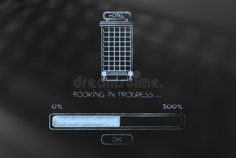 Hotel with Booking in Progress Loading Stock Illustration ...