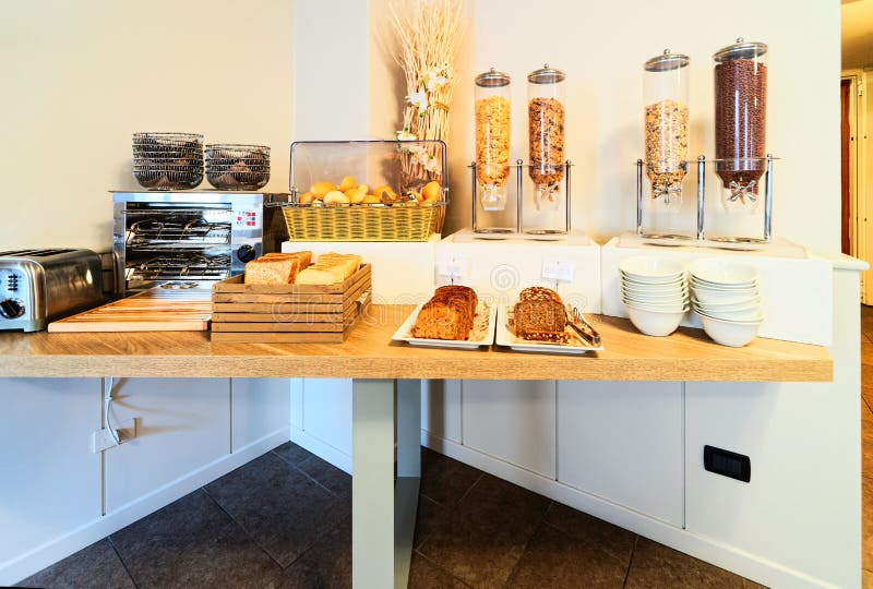 Hotel Breakfast Restaurant Interior on Background Empty Architecture ...