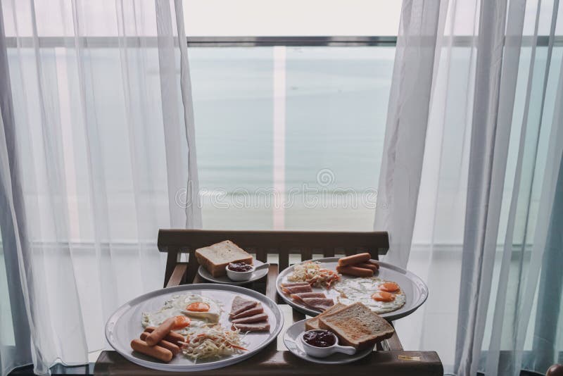 Hotel Breakfast Set Served in the Room in the Morning. Stock Photo ...