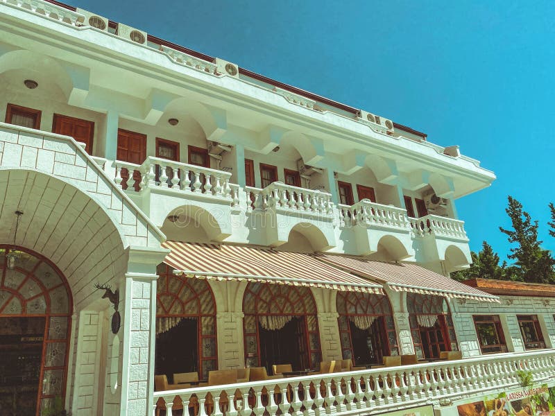 Hotel Building. Expensive, White Hotel Made of White Marble. Natural ...