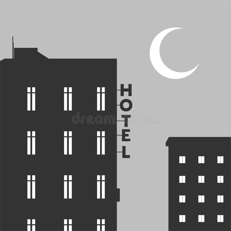 Hotel building flat draw stock vector. Illustration of office - 309081654