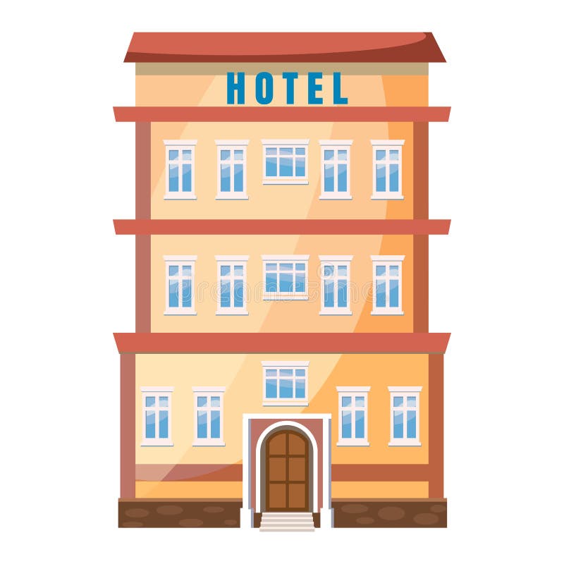 Hotel Building Icon in Cartoon Style Stock Vector - Illustration of ...