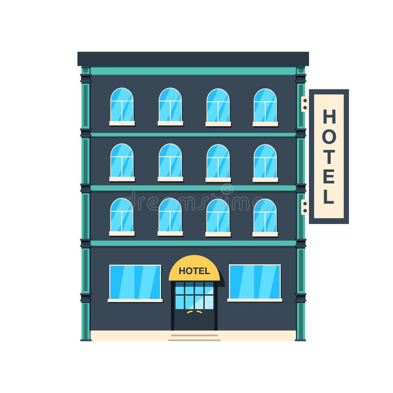 Hotel Building Place Isolated Icon Stock Vector - Illustration of ...