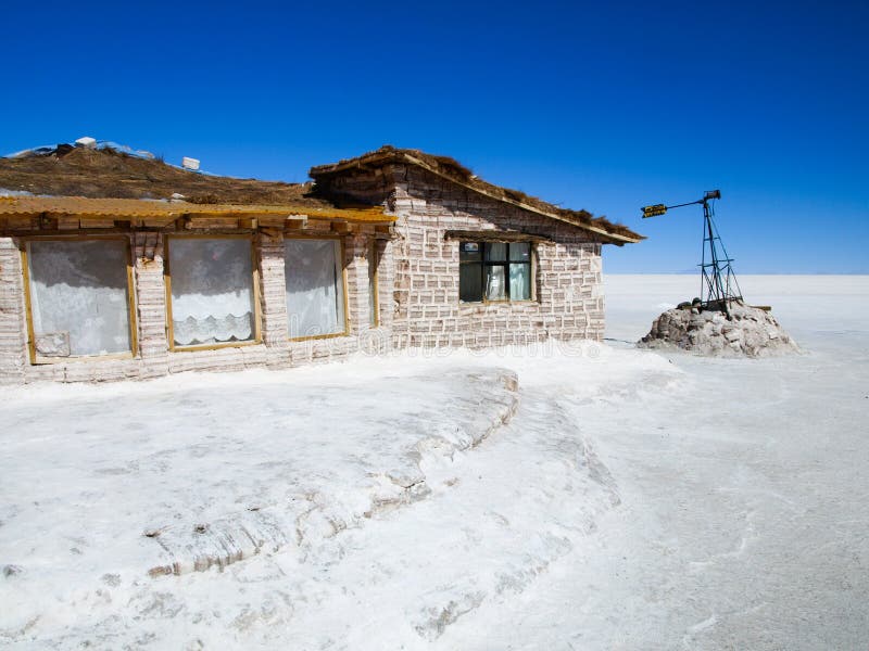 Hotel Built of Salt Blocks on Salar De Uyuni Stock Photo - Image of ...
