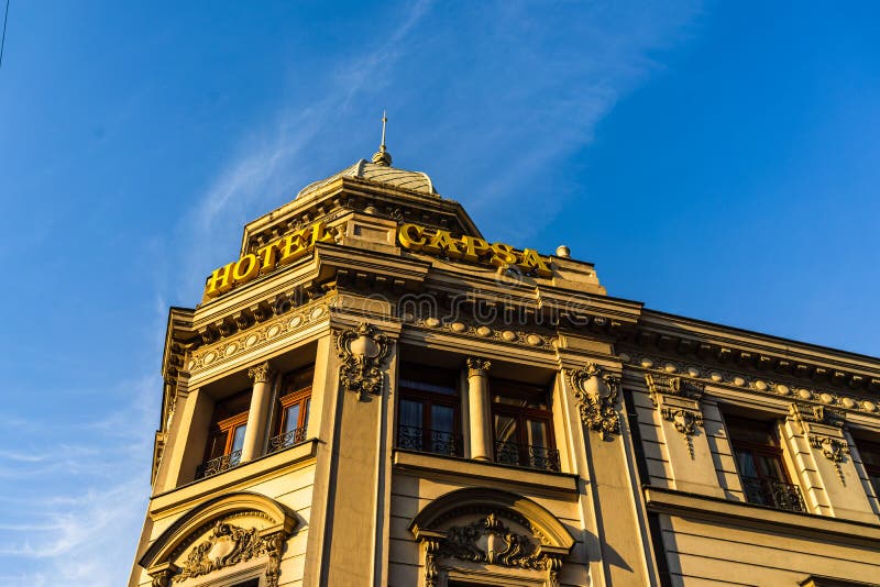 Hotel Capsa on Victoria Street, Bucharest. Editorial Image - Image of ...