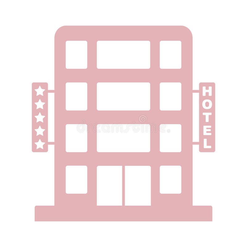 Hotel, Cartoon Hotel Icon on a White Background. Cartoon Illustration ...