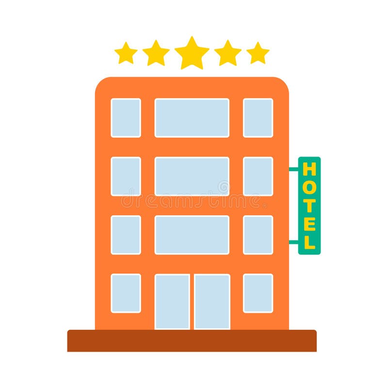 Hotel Icon Isolated on White Background. Red Five Star Hotel Icon in ...