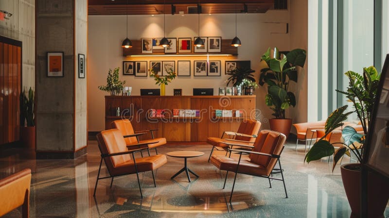 Hotel Check-in Counter in Modern Decor Stock Illustration ...