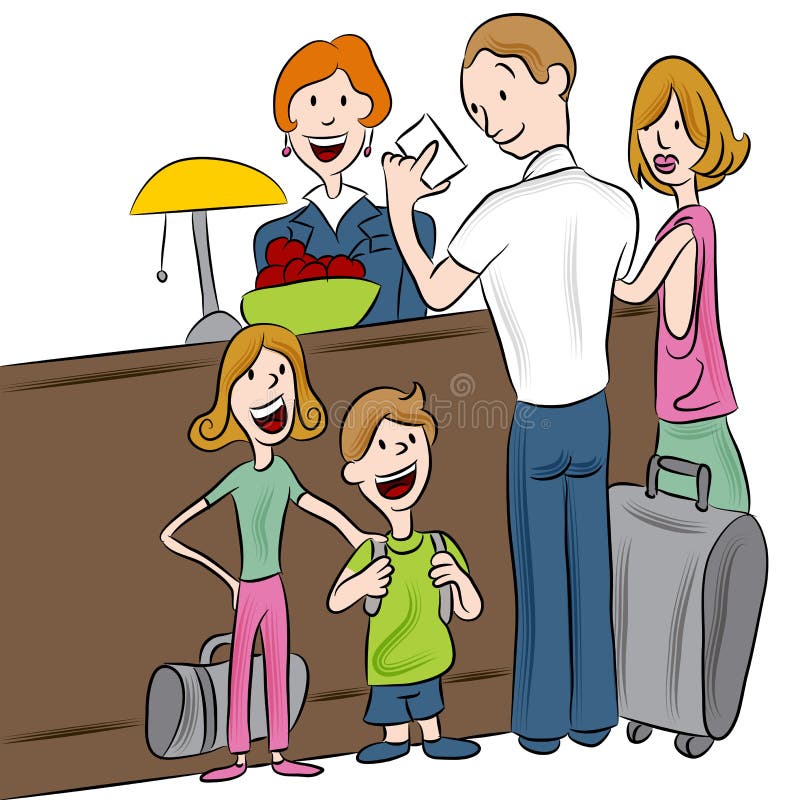 Hotel Check-in Family stock vector. Illustration of lady - 29050464