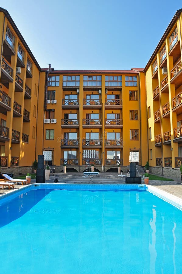 Hotel complex stock photo. Image of star, poolside, blue - 30202784