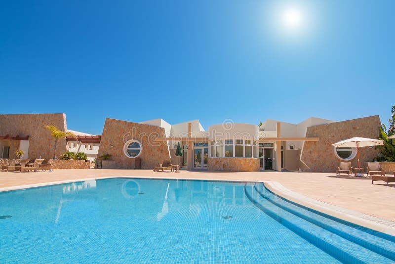 Hotel Complex with a Swimming Pool. Stock Photo - Image of building ...