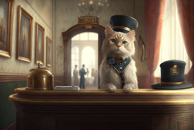 Hotel Concierge Cat Working Job Profession Illustration Generative Ai ...
