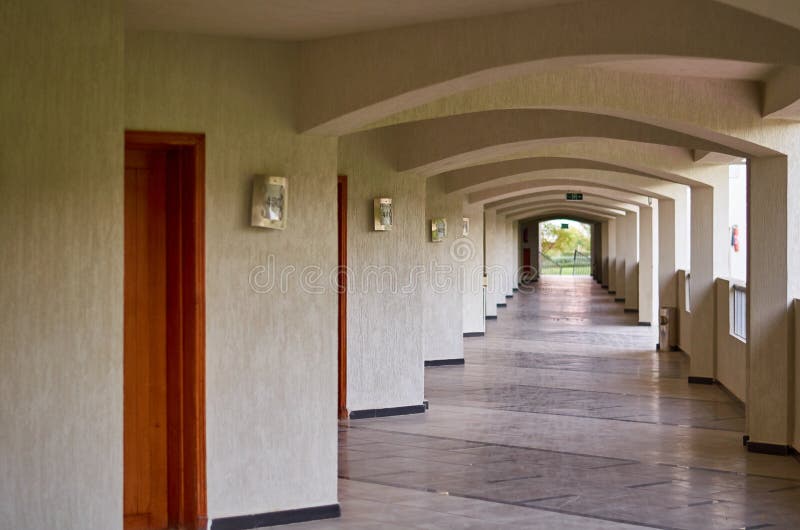 Hotel Corridor with Room Numbers, Long Way Stock Photo - Image of ...