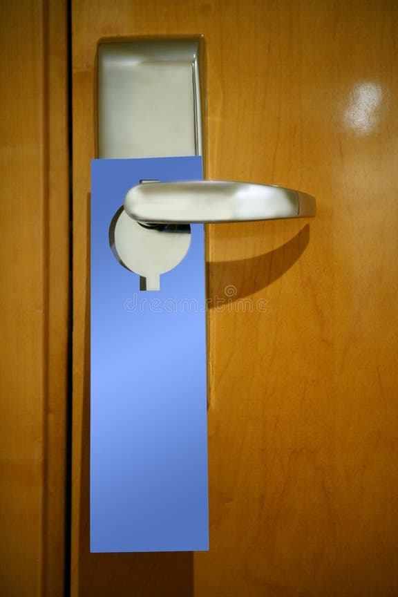 Hotel Door Handle with a Copy Space Note Stock Image - Image of ...