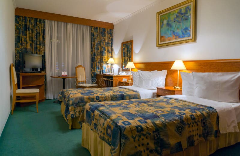Hotel Double Room Modern Interior Stock Image - Image of decor ...