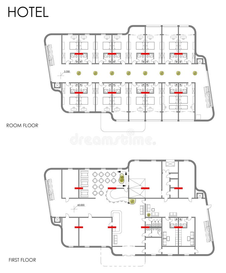 Hotel drawing plan stock illustration. Illustration of blueprints ...