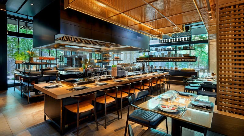 Hotel Eatery Featuring Interactive Chef S Table in Open Kitchen with ...