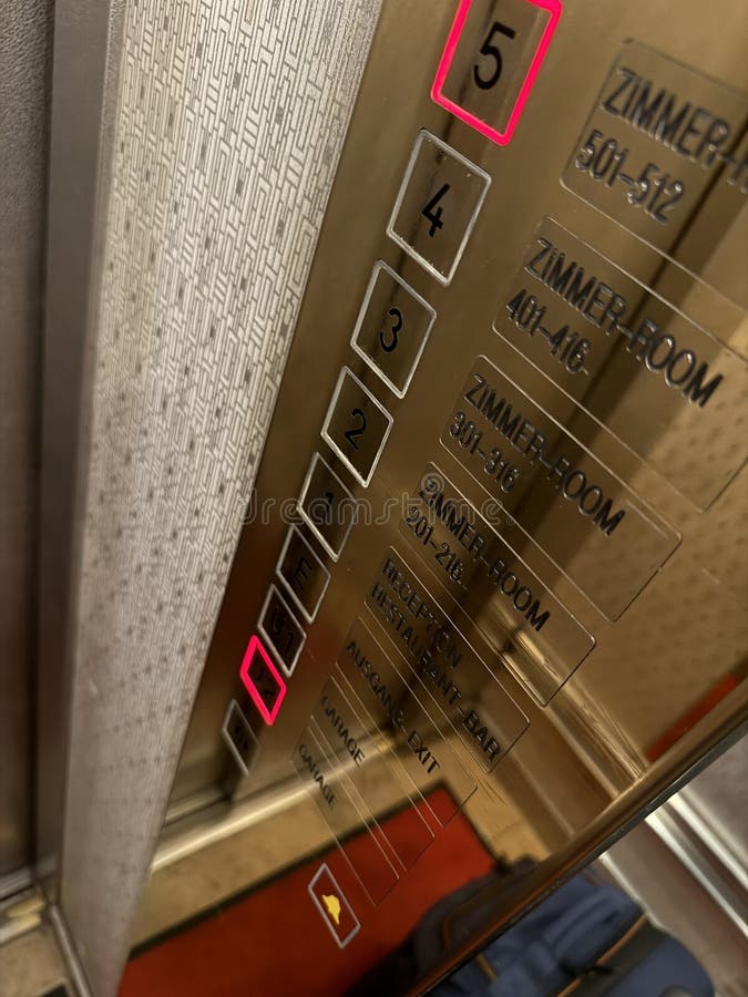 Hotel Elevator Control Panel with Illuminated Floor Buttons Travel and Architecture Concept ...
