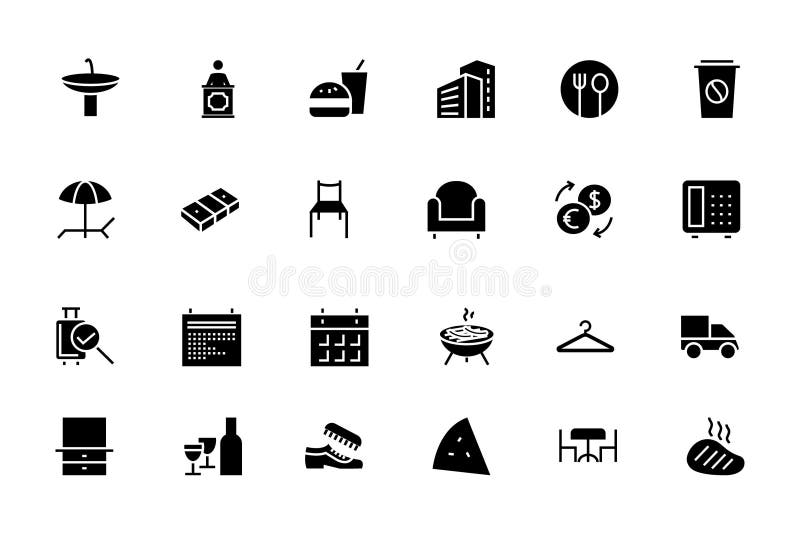 Hotel En Restaurant Vectorpictogrammen 8 Stock Illustratie ...