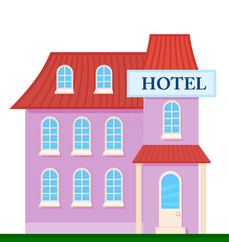Hotel Front View on Nature Background, Illustration Stock Illustration ...