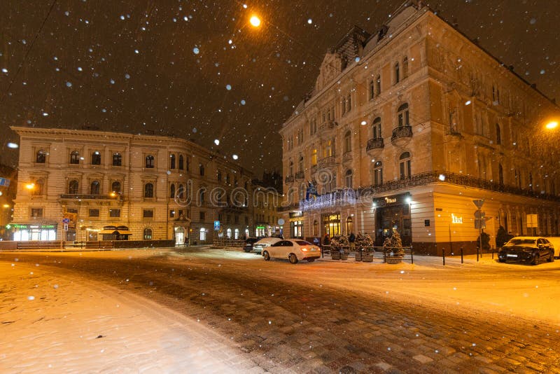 Hotel George in Lviv in Winter Editorial Image - Image of outdoor ...