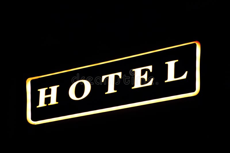 Hotel Glowing Sign at Night Stock Photo - Image of signage, backlit ...