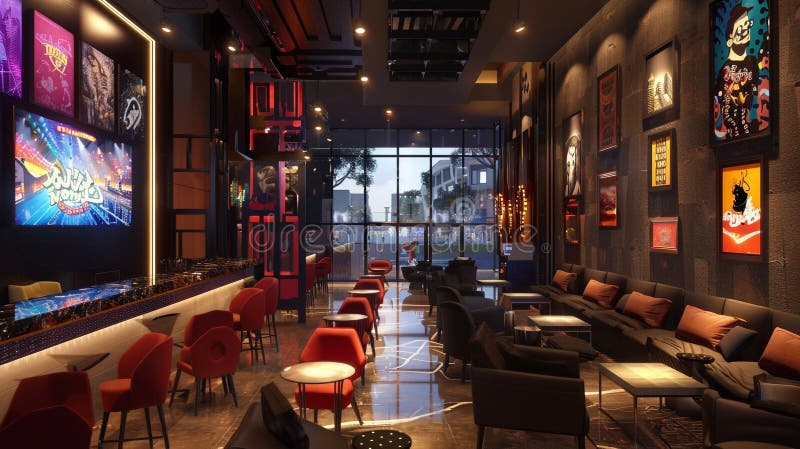 Hotel Guests Singing at a Karaoke Lounge Stock Illustration ...