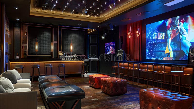 Hotel Guests Singing Karaoke in an Upscale Lounge Stock Illustration ...