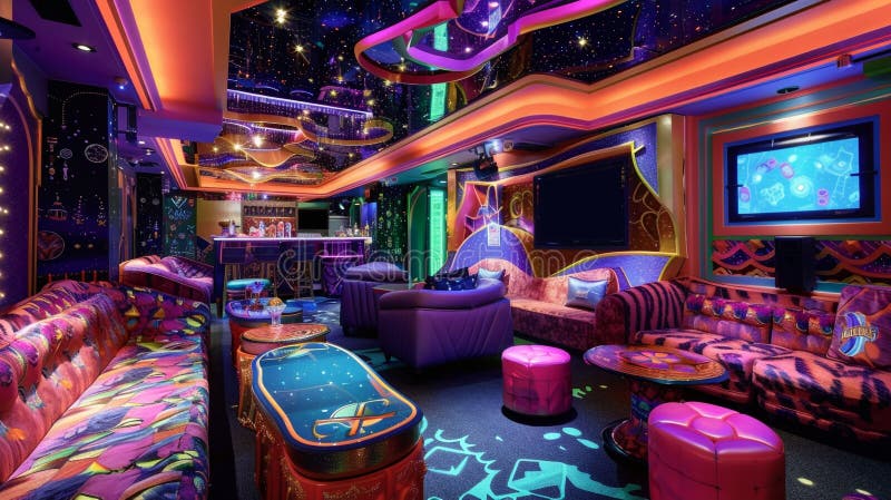 Hotel Guests Singing in a Vibrant Karaoke Lounge Stock Illustration ...