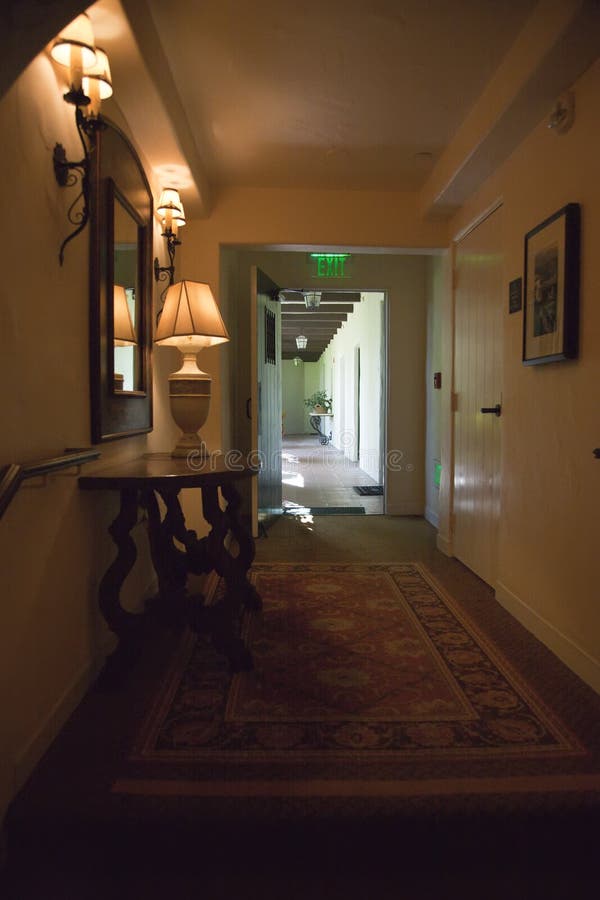 Hotel hallway stock image. Image of carpet, door, person - 5077835