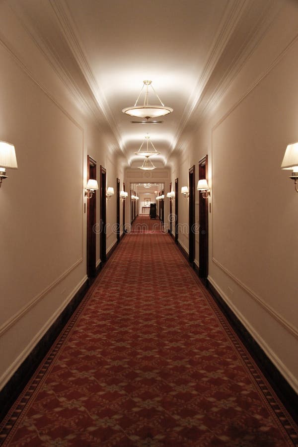 Hotel Hallways with Old Lighting Stock Photo - Image of architecture ...