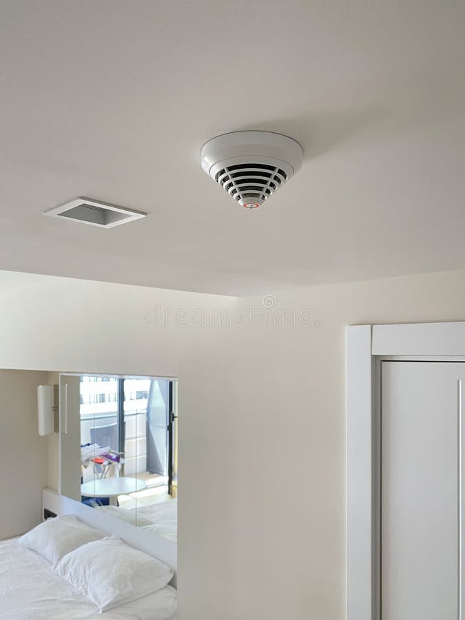 Hotel or Home Fire Alarm System Sensor. Fire and Smoke Sensor is ...