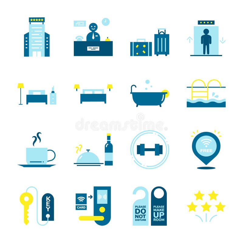 Hotel and Hostel Icon Set,Hotel Flat Element Design,Vector and ...
