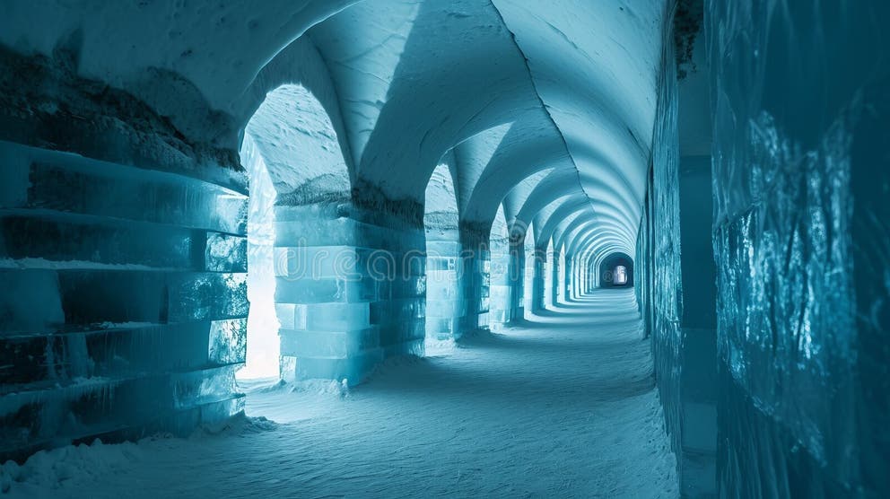 Hotel Ice Corridor: Arctic Corridor with Intricate Ice Architecture ...
