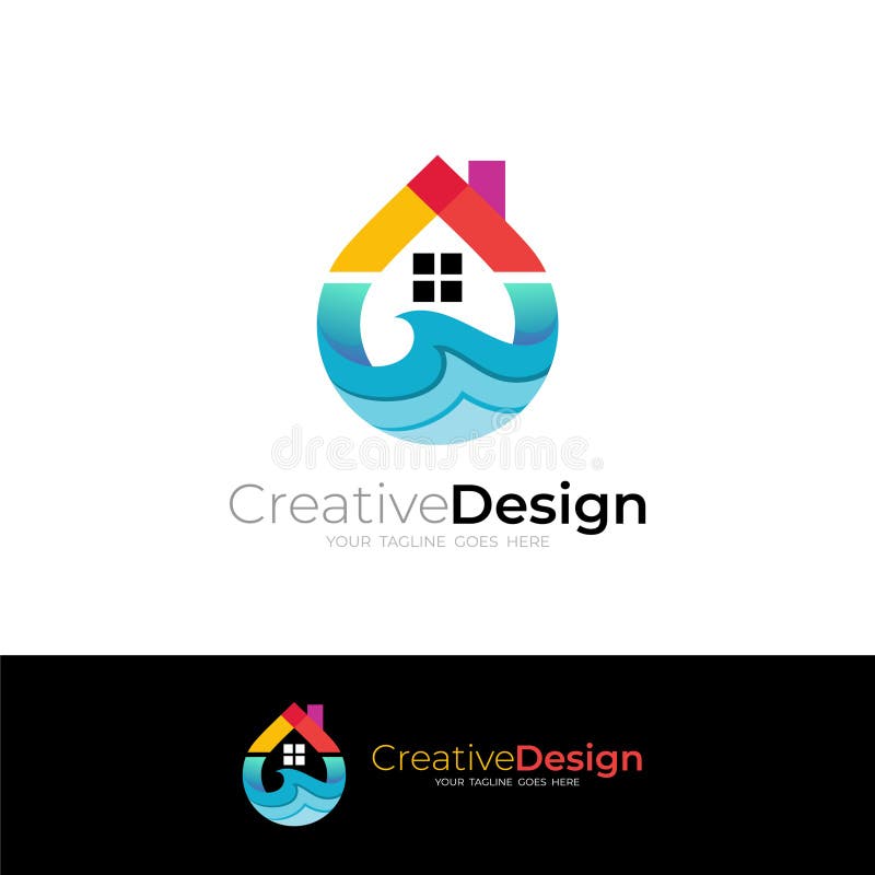 Hotel Icon, House Logo and Wave Design Combination, Building Icons ...