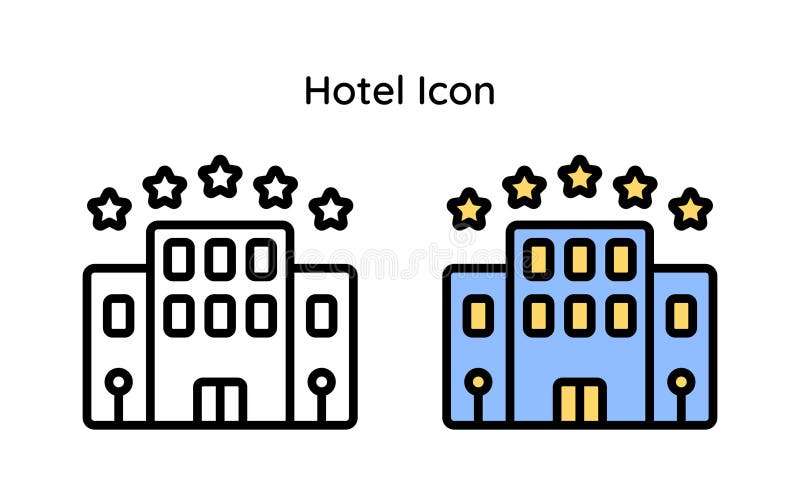 Hotel Icon Line and Line Color Style Stock Vector - Illustration of ...