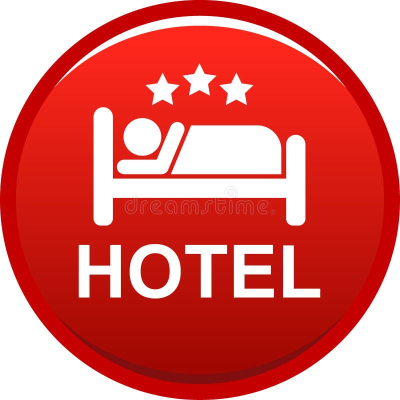 Hotel icon red button stock vector. Illustration of background - 119873290