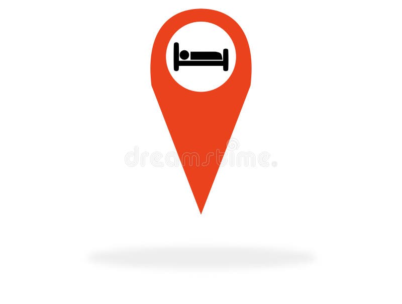 Hotel Icon on Red Marker Symbol with Shadow Stock Illustration ...