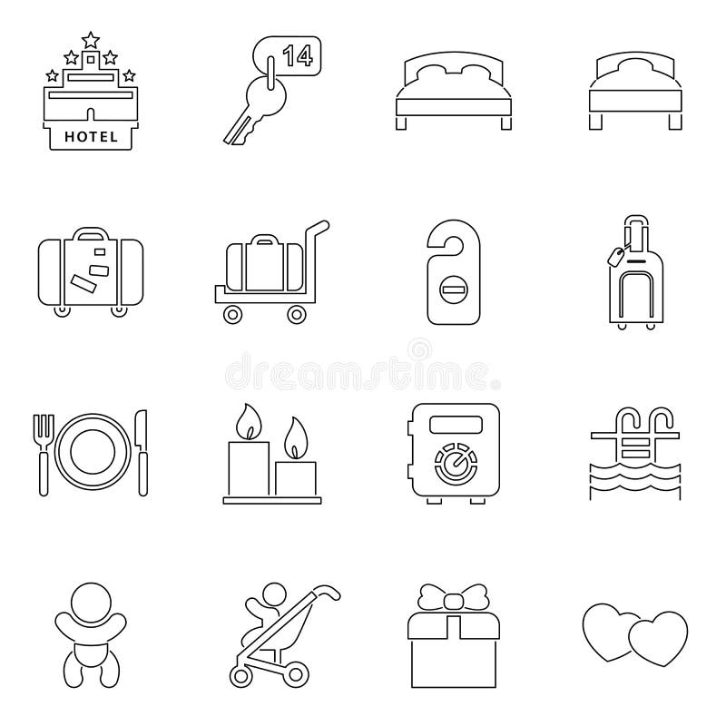 Hotel Icon Set Simple Flat Style Vector Illustration Stock Vector ...