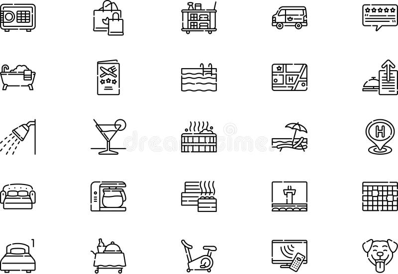 Hotel Icons Collection is a Vector Illustration with Editable Stroke ...