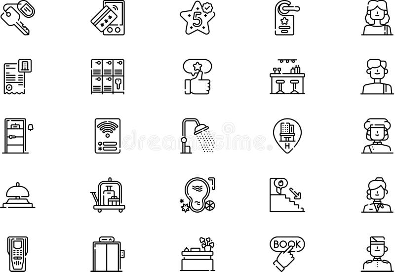 Hotel Icons Collection is a Vector Illustration with Editable Stroke ...