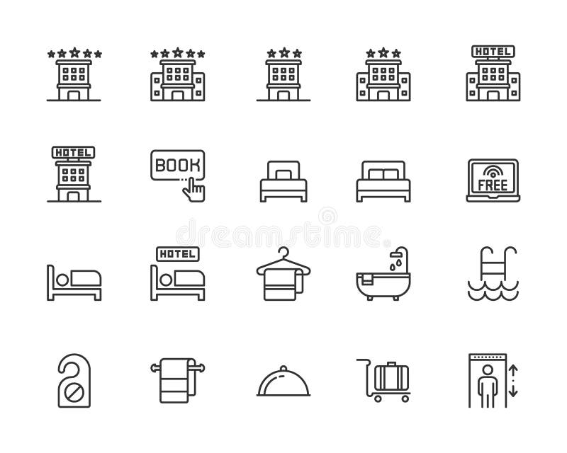 Hotel Icons . Line Vector Illustration Stock Vector - Illustration of ...