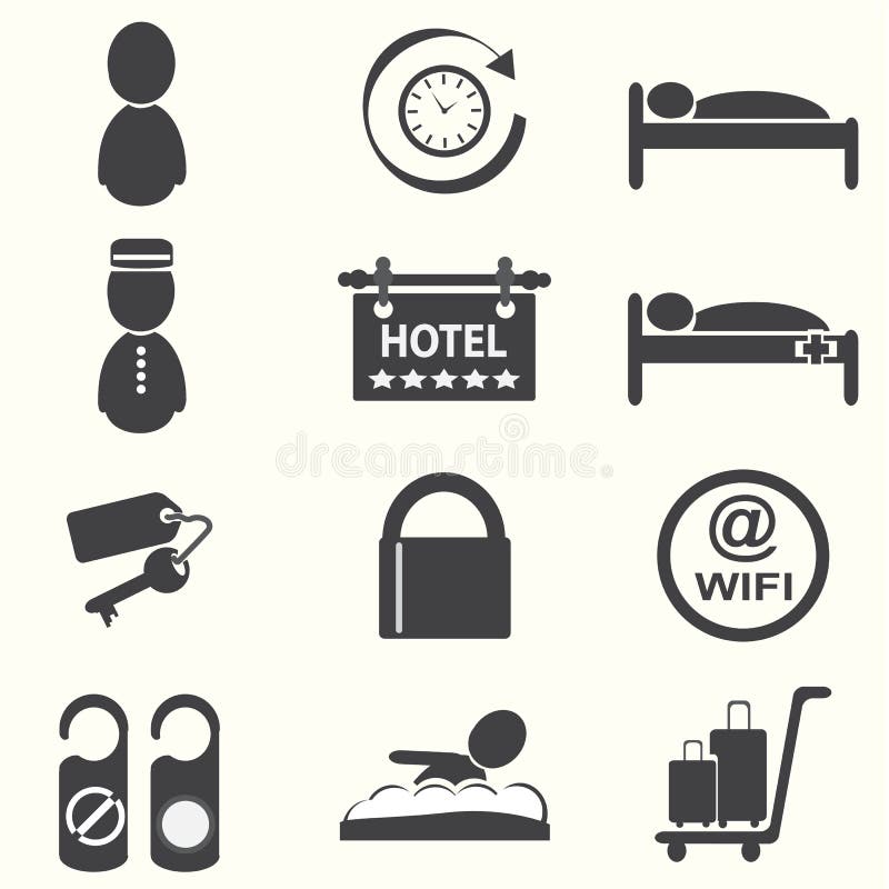 Hotel icons stock vector. Illustration of bath, trolley - 53811585