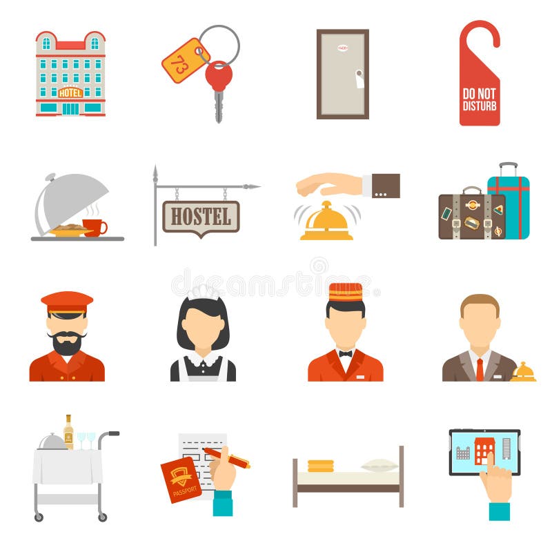 Set of hotel icons stock vector. Illustration of service - 42920946