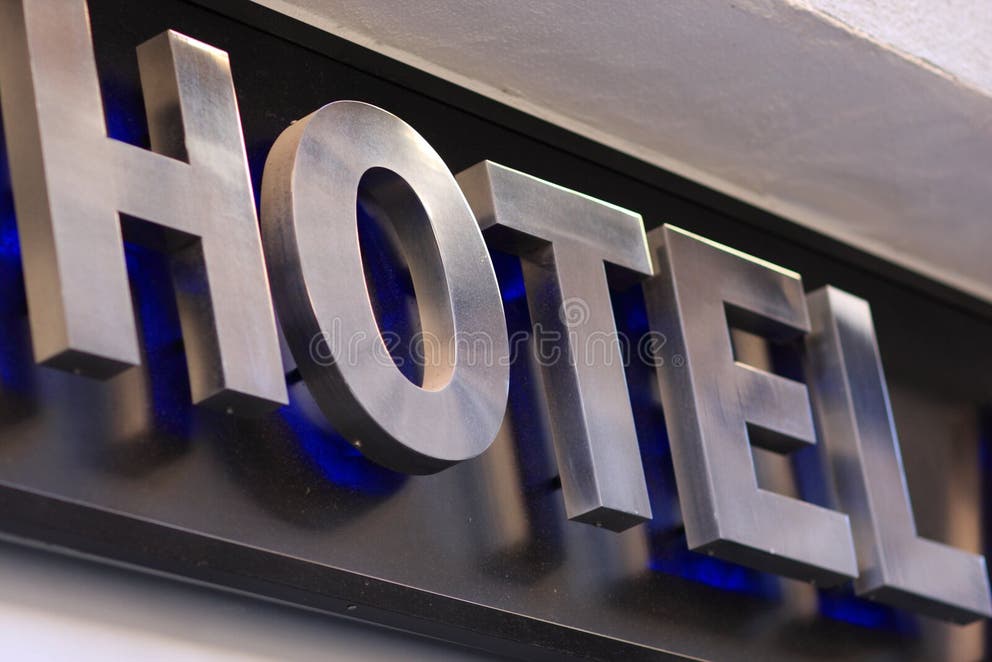 Hotel Inscription on Building Stock Photo - Image of building, etching ...